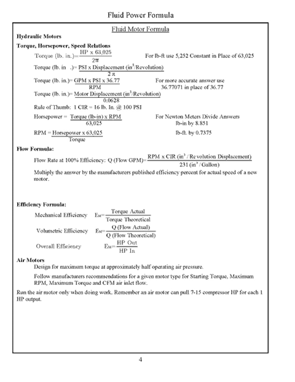 CHAPTER 22: Fluid Power Formula | Power & Motion