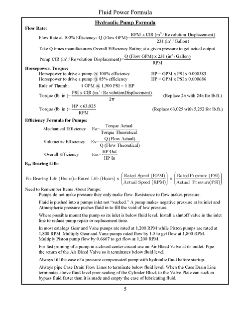 CHAPTER 22: Fluid Power Formula | Power & Motion